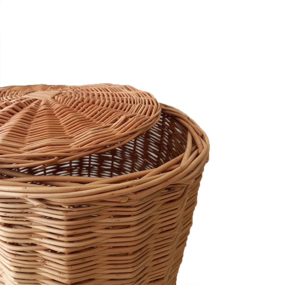 Cesto de Vime com Tampa Natural Cone Lili Casa 46cm Único